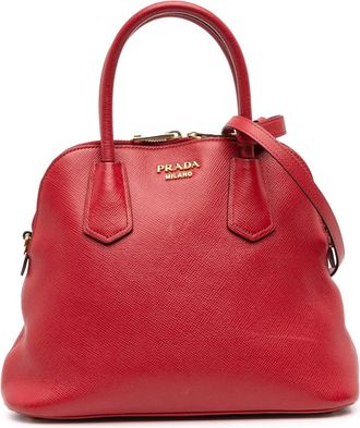 Prada Hobo Bags - Medium Saffiano Dome Satchel - Gr. unisize - in Rot - für Damen