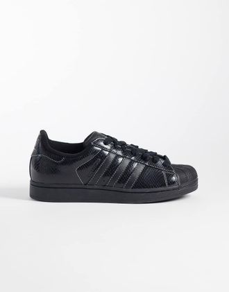 adidas Originals Superstar II - Baskets effet serpent ton sur ton - Noir