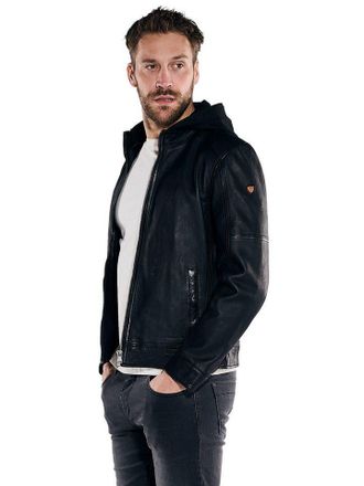 Emilio Adani Lederjacke Herren Lederjacke, Schwarz