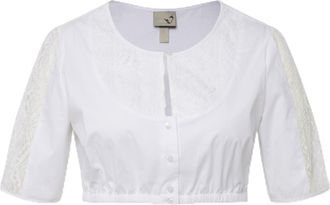 Ulla Popken Damen Dirndlbluse mit Spitze Bluse, schneeweiß, 54