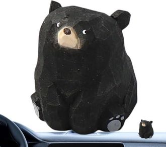 Generic Figurine dOurs en Bois sculpt&eacute; - Statue dOurs, d&eacute;cor de Bureau | Sculpture dours en Bois fabriqu&eacute;e &agrave; la Main, Ornement de Table autoportant, Miniature