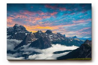 Paul Sinus Art Sinus Art Wandbild 60x40cm Imposantes Alpenmotiv mit schroffen Gipfeln und Wolkenmeer f&uuml;r starke Raumwirkung