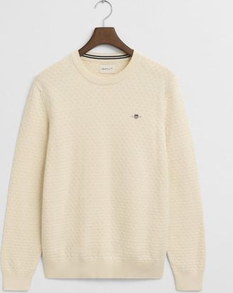 GANT Pullover mit Schachbrett-Struktur und O-Neck in