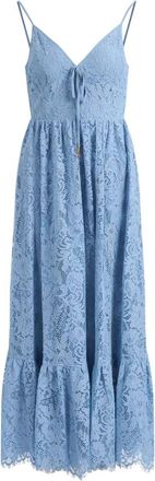 Michael Kors Femme, Robes, Bleu, Taille: 36 FR Robe Maxi en Dentelle Florale Cordonn&eacute;e