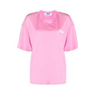 Msgm Damen Pink Baumwoll T-Shirt - - Tops - Damen - Rosa - M