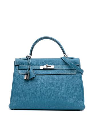 Hermès 2010 Togo Kelly II Retourne Satchel-Tasche 32cm - Blau