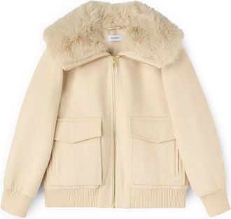 Motivi Femme, Vestes, Blanc, Taille: 42 FR Manteau en laine m&eacute;lang&eacute;e &agrave; col montant