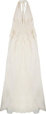 120% Lino Linen with Crochet Dress - White