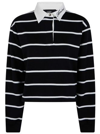 Amiri Amiri Script Stripe Crop Long Sleeves Polo Shirt