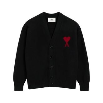 Ami Femme, Pulls, Noir, Taille: M Cardigan avec d&eacute;tail contrast&eacute;