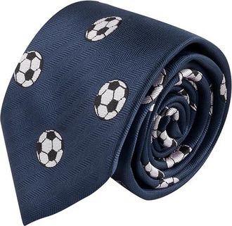 King & Priory Cravate de football brod&eacute;e &agrave; chevrons bleu marine