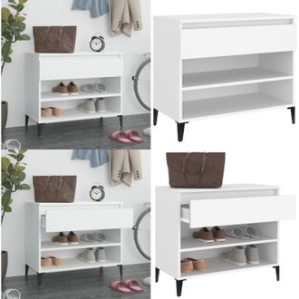 vidaXL Vidaxl - Schuhregal Wei&szlig; 70x36x60 cm Holzwerkstoff - Schuhschrank - Schuhregal - Flurm&ouml;bel - Garderobe - Aufbewahrung - Home & Living
