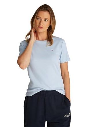 Tommy Hilfiger T-Shirt Manches Courtes Femme Slim Cody Col Ras-du-Cou, Bleu (Breezy Blue), XL