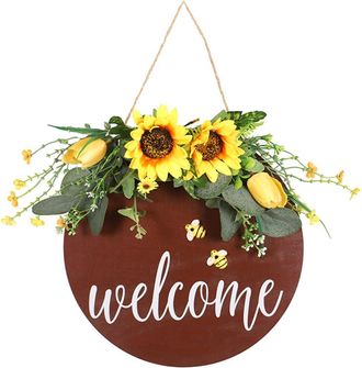 BESPORTBLE WEKADRIN Nat&uuml;rliches Sonnenblumenkranz mit Bienenmotiv Langlebig und Farbecht als Dekorativer T&uuml;rkranz f&uuml;r Innen und Au&szlig;en Elegante Pflegefreie Wohn H