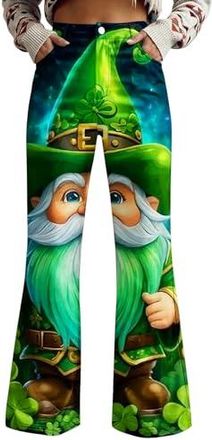 Generic HUIFUAO Pantalon de la Saint-Patrick pour femme - Pantalon tr&egrave;fle amusant - Costume irlandais de la St Paddy - Pantalon de tr&egrave;fle irlandais - Grande t
