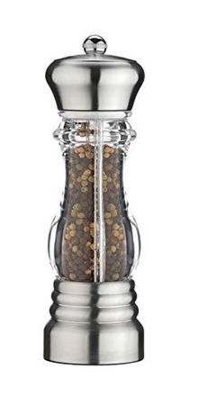 Grunwerg PM-807S Pfeffermühle aus hochwertigem Edelstahl und Acryl - 17 cm, Acrylic, Silber