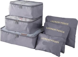 Generic 6-teiliges Reise-Aufbewahrungstaschen-Set for Kleidung, Organizer, Kleiderschrank, Koffer, Tasche, Schuhe, Verpackungsw&uuml;rfel(Gray)