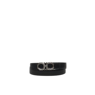 Ferragamo Schwarzer Leder G&uuml;rtel Verstellbare L&auml;nge - - Accessories - Herren - Schwarzk - 115 CM