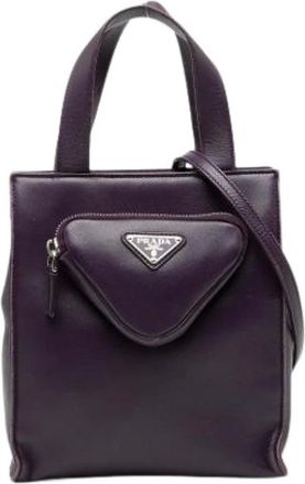 Prada unisex, Pre-owned, Violet, Taille: ONE Size Sac &agrave; main vintage en cuir Pre-owned