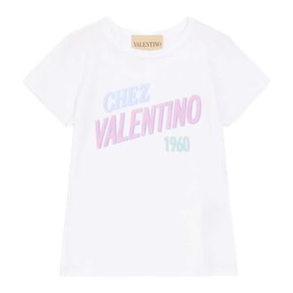 Valentino Garavani Baumwoll-Jersey-T-Shirt Mit Chez Valentino 1960 Print - - Tops - Damen - Wei&szlig; - M