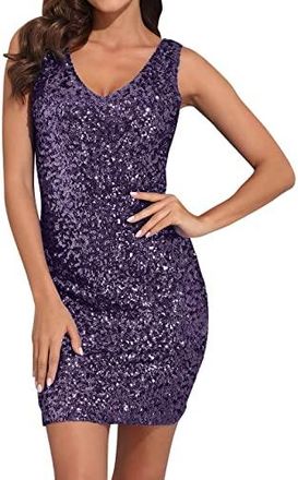 Generic Robe Femme LéGante Strass Et Paillettes Paillette Lustre Doré MéTallisé Solid Dress Sequined Club Sexy Longue Couture Mariage Cocktail Chic CéRéMonie