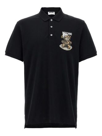 Moschino polo à imprimé ourson - Noir