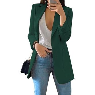 Generic Blazer Femme à Manches Longues et Coupe ajustée, Manteau Ouvert sur Le Devant, Veste décontractée pour Le Travail et Bureau, idéale pour Les Voyages d