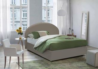 Talamo Italia Doppelbett Sofia, Bettkasten mit Kunstlederbezug, 100 % Made in Italy, Öffnung vorne, inklusive Matratze 160 x 200 cm, Taupe