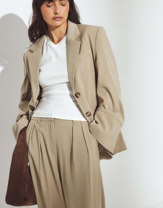 NA-KD Blazer oversize &agrave; manches larges - Taupe-Neutral