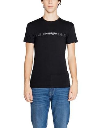 Emporio Armani Rubber Pixel Logo Crew Neck T-Shirt, Noir, XL Hommes