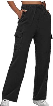 Generic Chaud Fourr&eacute; Pantalon Large Jogging Femme Cordon Taille Elastique Cargo Poches Hiver Ample Survetement Pantalons de Sport Detente Sweatpants n30