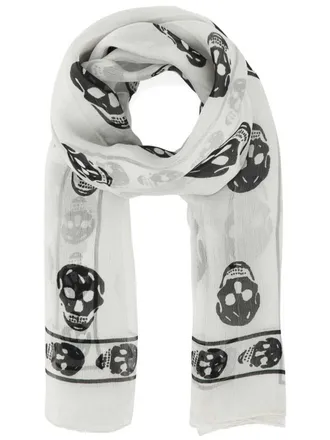 Alexander McQueen foulard &agrave; imprim&eacute; t&ecirc;te de mort - Blanc