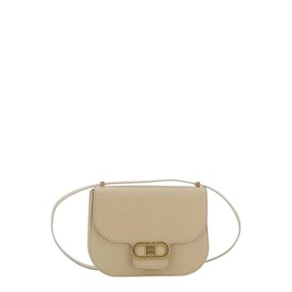 Ferragamo Femme, Sacs, Beige, Taille: ONE Size Double Gancini Crossbody Flap Bag