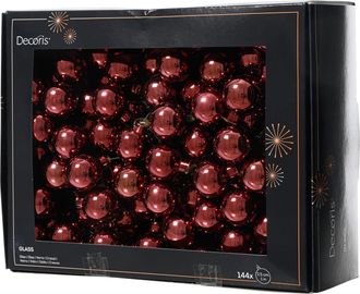 Kaemingk Weihnachtskugeln am Draht Glas 2,5cm x 144 St&uuml;ck Spiegelbeeren gl&auml;nzend - kleine Dekokugeln - Christbaumschmuck & Weihnachtsdeko - Kastanienbraun