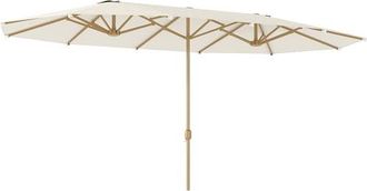 OUTSUNNY Parasol de jardin double 455 x 265 cm, parasol de jardin ext&eacute;rieur, manivelle, poteau en acier, polyester 180g/m&sup2;, abri soleil UPF30+, pour patio, ter