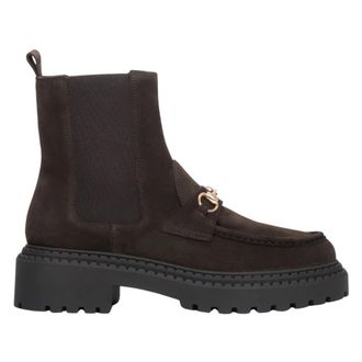 Estro & Luminara Italienische Velours Chelsea Boots - - Shoes - Damen - Braun - 39 EU