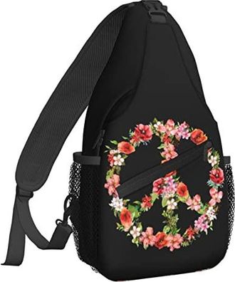 Generic Symbole De Paix Avec Des Coquelicots Sac &Agrave; Bandouli&egrave;re L&eacute;ger Sacs &Agrave; Dos Pratique Sac Banane Pour Sport Homme Quotidien