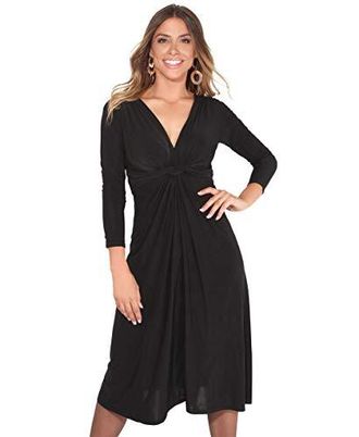 Krisp Femme Robe Courte Patineuse Fronc&eacute;e Originale, Noir (2705), 38