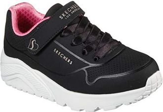 Skechers Garçon Fille Uno Lite Basket, Black Synthetic/Rose Gold Trim, 21 EU