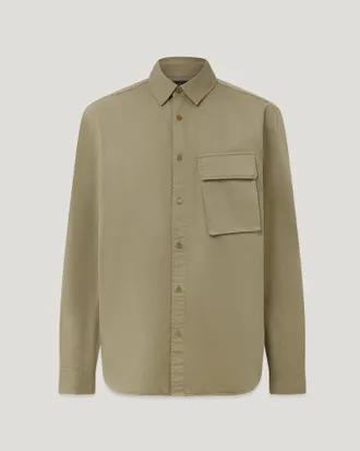 Belstaff Chemise Scale Pour Homme Garment Dye Cotton Vert Arm&eacute;e 2xl