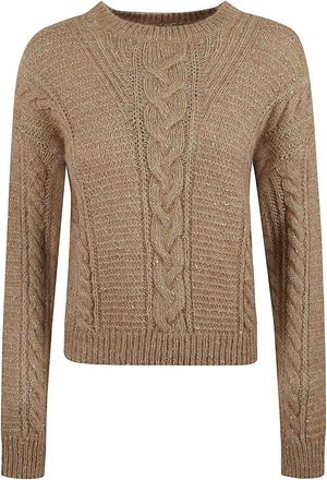 Max Mara Rundhalspullover - Camel