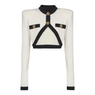 Balmain Pullover mit Trompe-loeil-Strickjacke - - Knitwear - Damen - Beige - XS