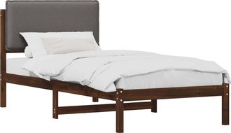 vidaXL Letto Con Testiera Rivestita Marrone Scuro E Grigio Chiaro Vidaxl
