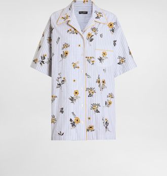 Dolce & Gabbana Poplin Shirt With Floral Embroidery - Frau Blusen Und Tops Mehrfarbig 42
