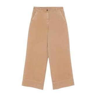 Moncler Baumwollhose mit weitem Bein - - Trousers - Damen - Beige - M