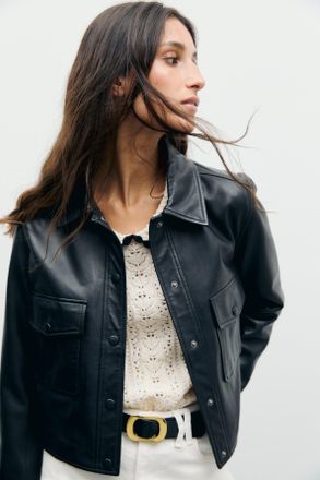 Gerard Darel Veste courte en cuir vieilli - PETRA - Noir