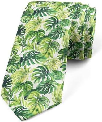 Generic Cravate Pour Hommes Feuilles Blanches Et Vertes Tendance Tie &Eacute;troit Cravate Pour Remise De Dipl&ocirc;me L&Eacute;cole F&ecirc;te