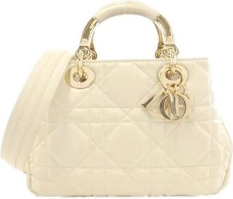 Dior Pre-owned Lady 95.22 Sac &agrave; main en cuir - Femme - Pre-owned - Beige - Taille: ONE Size