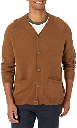 Amazon Essentials Cardigan &Agrave; col en V en Laine dagneau avec Poches (Pr&eacute;c&eacute;demment Goodthreads) Homme, Brun Moyen, XL Taille Tall