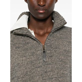 Maison Margiela Quarter-Zip Stand-Up Collar Sweater - Gray